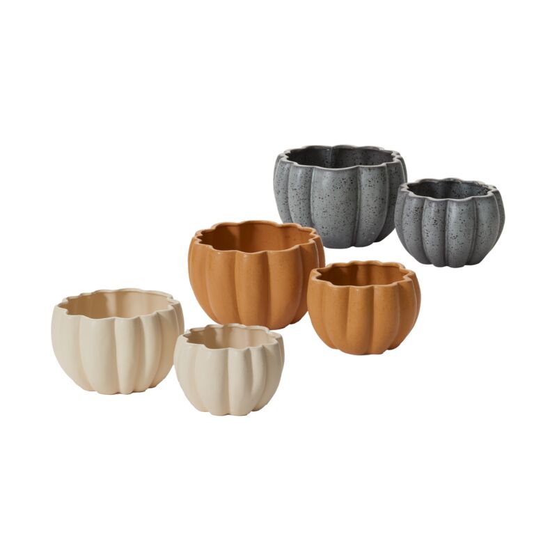 Fall Ceramic Pumpkin Pots | Spiced Harvest Planter Decor | Lavender & Birch